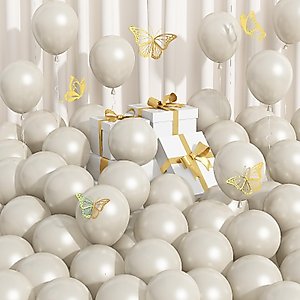 Pearl White Sand Balloons 5 Inch, 100 PCS Small Beige Cream Off White Pearl Balloons, Boho Neutral Nude Tan Helium Mini Balloon for Arch Birthday Wedding Bridal Shower Anniversary Party Decoration