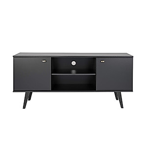 Prepac Milo Mid Century Modern TV Console, 56 Inch, Black