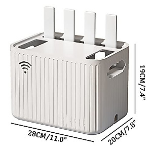 WiFi Router Storage Box,Large Wireless Router Rack, Cable Power Plug Wire Storage Boxes,Floating Shelf, Plug Row Hub Board Finishing Desktop Storage Box