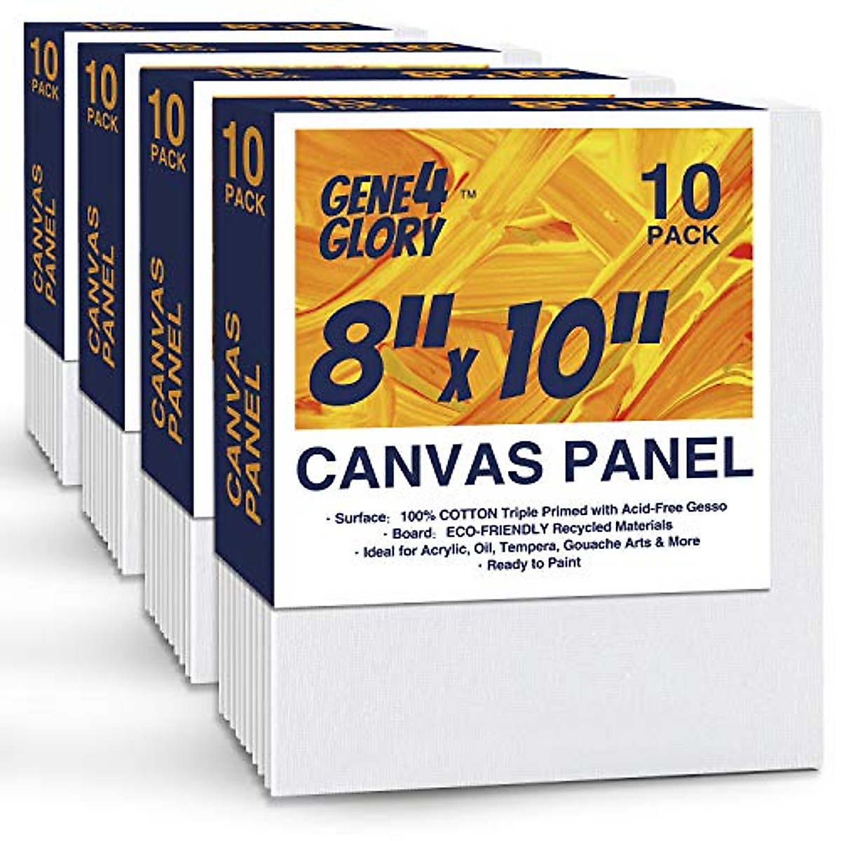 GENE4GLORY Canvas Panel 40 Pack - 8x10 Inch Artist Canvas Board for Painting