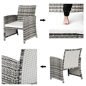 SAWQF 5pcs 2 Chairs 2 Footstools 1 Coffee Table Combination Sofa Gray Gradien for Your Front or Backyard Patio Furniture