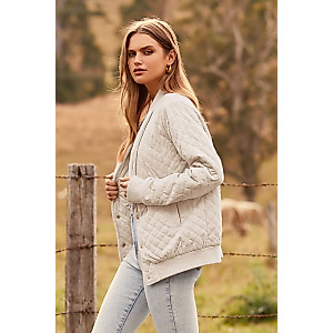 PRETTYGARDEN Womens Fall Fashion Jacket Long Sleeve Button Down Trendy Casual Outerwear Clothes Winter Coats with Pockets (Beige,Small)