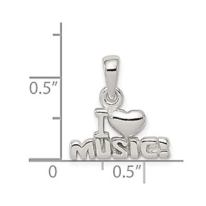 Sterling Silver I Love Music Pendant QQC6118