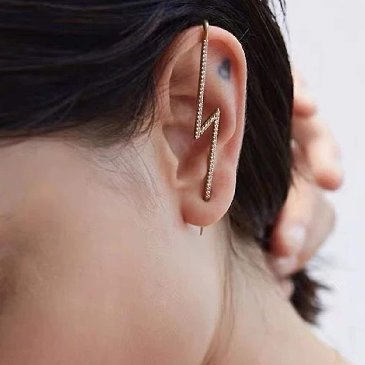 Ear Crawler Earrings for Women Ear Cuff Earrings Helix Hook Earrings Ear Wrap Earrings Snowflake Rhinestone Lightning Bolt Pierced Earrings Trendy Jewelry for Women 2024