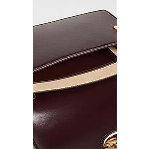 Tory Burch Women's Miller Basketweave Small Flap Shoulder Bag, Tempranillo Mix, Brown, One Size