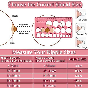 Silicone Flange Insert 13/15/17/19/21mm, Compatible with Medela, Willow, Momcozy S9/S10/S12 Wearable Hand Free Breast Pump Flange Insert, Reduce 24mm Shield/Flange Nipple Tunnel Down to Correct Size