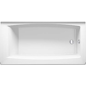 KOHLER K-26109-RA-0 Entity 60-Inch x 30-Inch Alcove Bath with Integral apron, integral flange and right hand drain, White
