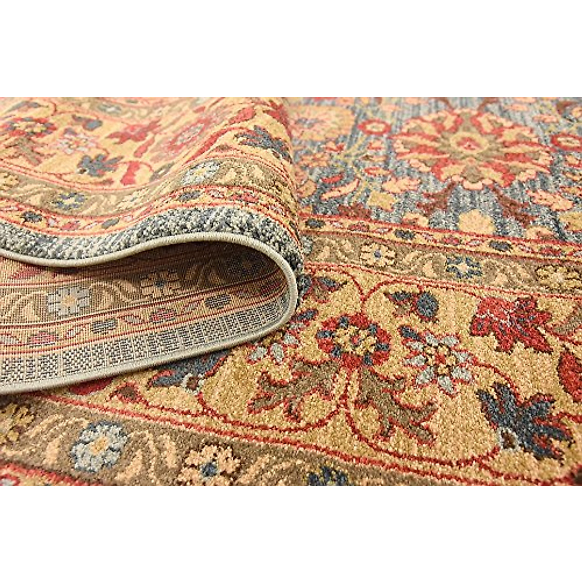 Unique Loom Edinburgh Collection Classic Oriental Traditional French Cottage Inspired Intricate Design Area Rug (6' 0 x 9' 0 Rectangular, Light Blue/ Beige)