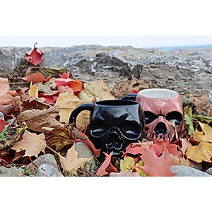 Skeleton Skull Shaped Halloween Ceramic Coffee Mug - Set of 2-15 oz