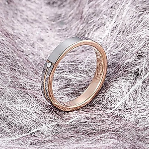 Womens 4mm Tungsten Carbide Ring Rose Gold Silver Fashion Wedding Engagement Promise Band Zircon CZ Inlay Size 8