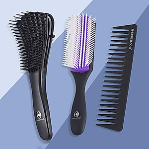 BRUSHZOO Detangling Hair Brush for Curly Hair, Hair Brushes for Women Men Kids Blowdrying Styling, Detangler Brush for Wet Dry Thick Wavy Hair