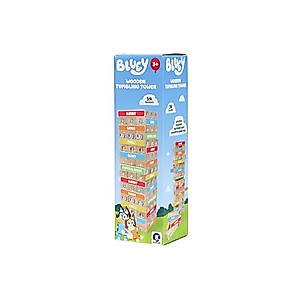 Bluey Tumbling Tower – 54 Colorful Wooden Blocks – Fun Family Game – FSC Certified for Children 3 Years and Up