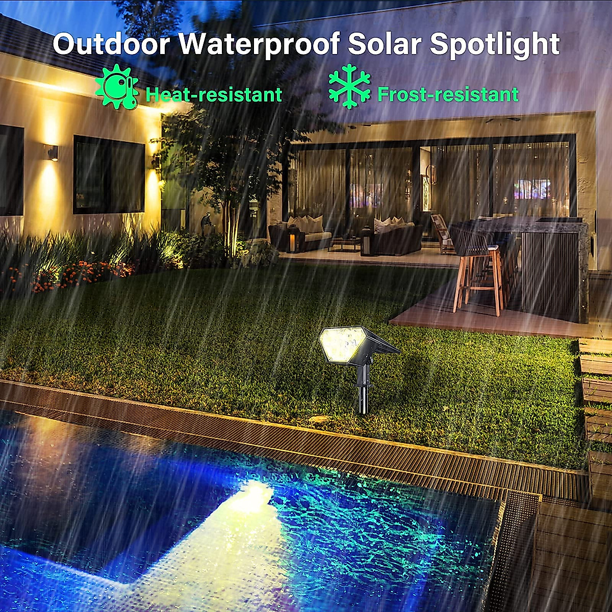 NFESOLAR 2-in-1 Solar Lights Outdoor Garden (1 Pack), 38 LEDs IP65 Waterproof Solar Motion Spotlights Outdoor Decorative for Patio, Yard, Garden, Garage, Pathway, Warm White