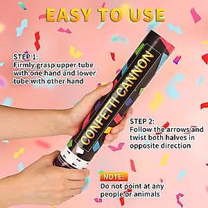 6 Pack 12 Inch Confetti Cannon Multicolor Confetti Popper Party Shooter for Wedding Birthday Graduation Celebration, These Pack of 6 Confetti cannon with Biodegradable Paper Launches 16 ft