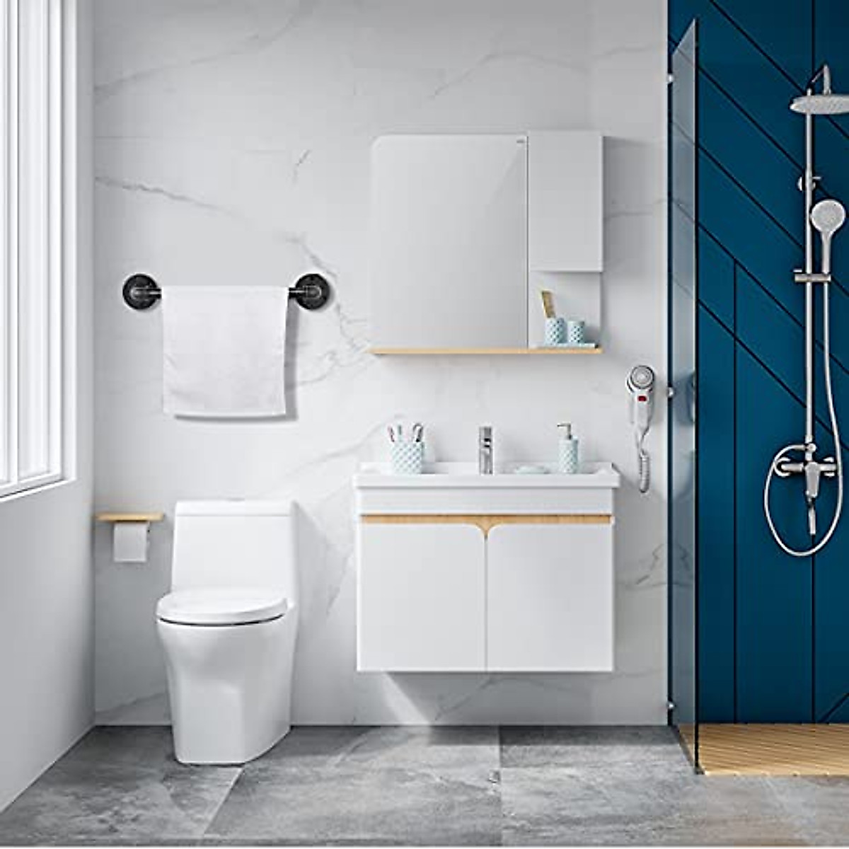 Industrial Pipe Towel Rack Towel Bar 24 Inch, Heavy Duty Wall Mounted Rustic Farmhouse Bath Towel Holder for Bath Bathroom Kitchen