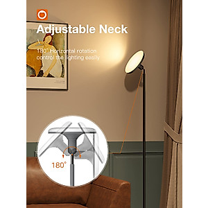 addlon Floor Lamp with Remote, Sky LED Modern Torchiere Tall Standing Lamp Super Bright Floor Lamps for Living Room, Bedroom and Office, 30W/2400LM - Black