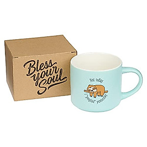 Bless Your Soul XL Blue Coffee Mug I Peopled Yesterday, Funny Birthday Gifts for Women/Men, Mom, Dad Co-worker, Retro-Inspired Designs - 15oz Cup