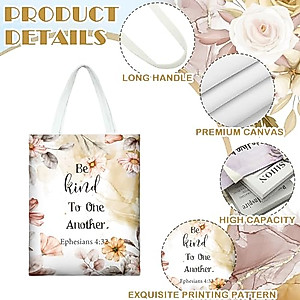 Sumind 12 Pcs Christian Bible Tote Bag for Women Religious Bible Verse Canvas Bag Christian Gift Bags Bulk Reusable Library Book Bag(Vivid Style)