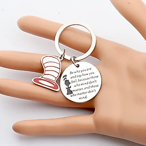 DR Inspirational Keychain Seuss Teacher Thank You Gift Motivational Quote Gift (Be who you are)