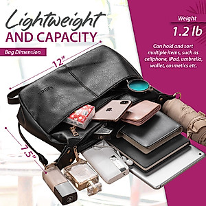 katloo Vegan Leather Handbags Messenger Bag Crossbody Purse for Women Hobo Bag Tote Purse Ladies Satchel with Shoulder Strap (Black)