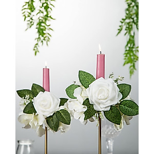 DuHouse 25Pcs Artificial Roses Flowers Fake Roses with Stems Real Touch Foam Flowers for DIY Wedding Bouquet Baby Shower Centerpiece Floral Arrangement Party Home Decor(White)