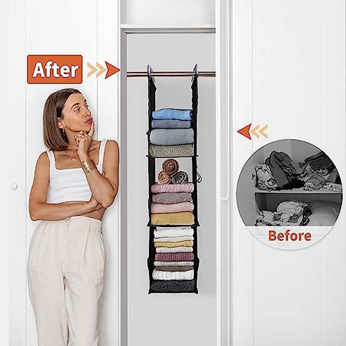 Annecy Locker Organizer for School, Work, Gym, and Closet, 3 Shelf Hanging Locker Accessories for Girls Boys, Adjustable School Locker Shelf from 3 to 2 Shelves, Black