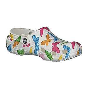 Crocs Unisex- Adult Classic Printed Floral Clogs, Butterfly/White, 7 Women/5 Men