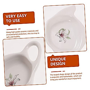 YARNOW 4pcs Ceramic Tea Bag Saucer Coffee Decor Accessory Tray Gift Containers Teabags Organizer Seasoning Dish Tea Bag Resting Caddy Home Supplies Tea Holder for Tea Bags Tea Bag Coaster