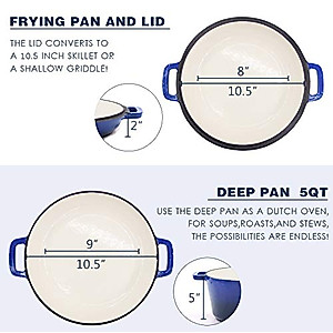Enameled Cast Iron Dutch Oven for Bread Baking, 5.5 QT Dutch Oven Pot with lid, Induction Compatible, Marseille