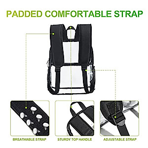 Clear Backpack Stadium Approved, Clear Mini Backpack with Adjustable Straps, See Through Backpack for Stadium, Concert, Sports, Work,Security