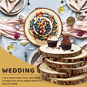 FSWCCK 6 Pack Nature Unfinished Round Wood Slices, 7-8 Inches Wooden Circle, Large Wood Slabs for Weddings Centerpieces Decor and DIY Painting Crafts