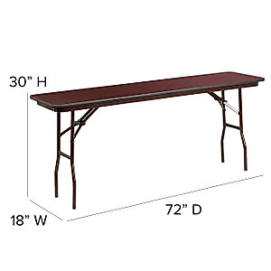 Flash Furniture Frankie 6' Mahogany Melamine Laminate Folding Training and Event Table, Rectangular Folding Training Table, Brown