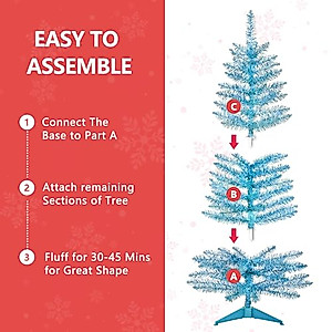 4ft Lighted Artificial Green Christmas Tree, Not Pre-lit Green Tinsel Pine Trees with Lights, Ideal for Ideal for Home, Office, and Xmas Party Décor - Includes Stand