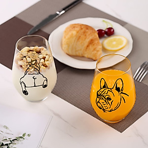 comfit French Bulldog Wine Glasses Set 2 - Funny&Cool Bulldog Puppy Dog Gifts for BullDog Lovers,Owners,Couples,Him,Her,Father,Mother with bulldog onBirthday,Anniversary18.5oz