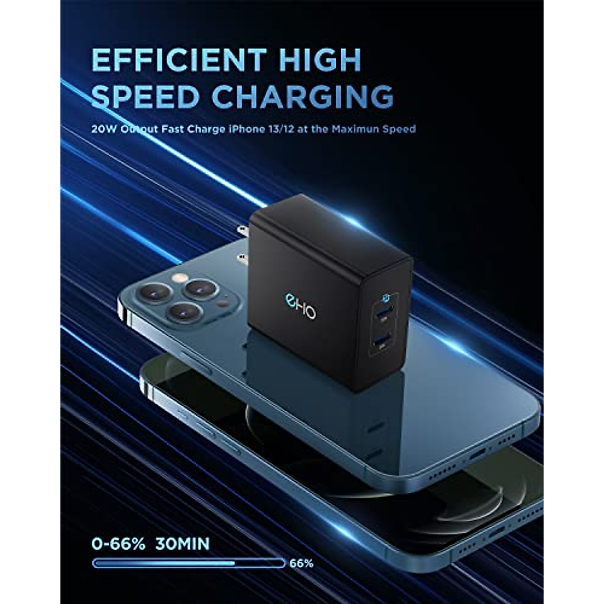 Dual USB C Charger with Apple MFi Certified Lightning Cable, 40W(20W Max Each) USB C Cell Phone Wall Charger Fast Charger Block Compatible with iPhone 13/12/11, Airpods, iPad