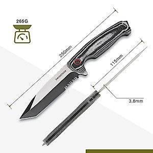 Swiss+Tech 4-1/2" Fixed Blade Knife, Full Tang Knife, Durable Blade&Sheath, Perfect for Camping, Outdoor and Bush Craft