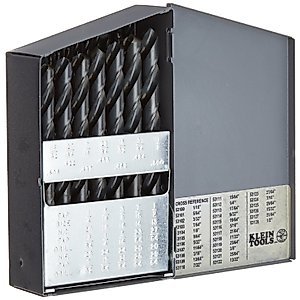 Klein Tools 53000 Regular-Point Drill-Bit Set, 29-Piece, Made in USA