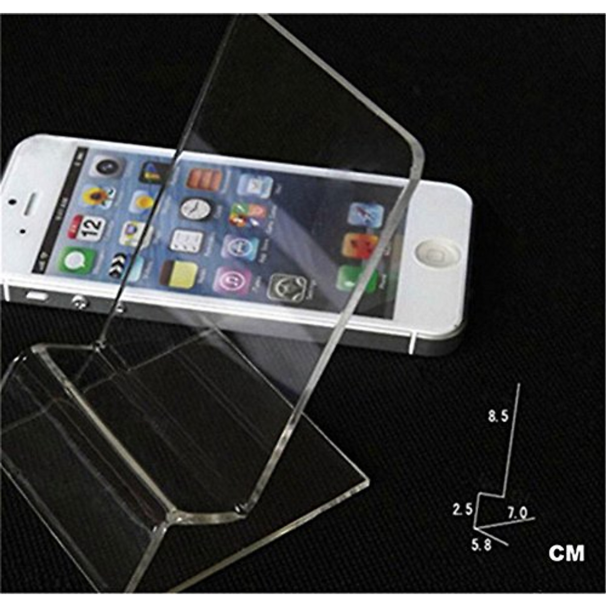 KeCool Universal Mobile Cell Phone Stand Clear Acrylic Display Mount Holder - Durable Transparent Rack Stand Holder for iPhone X 8 7 6s Plus 5s Samsung Huawei Max 5.5" Smartphone Shown (2 Packs)