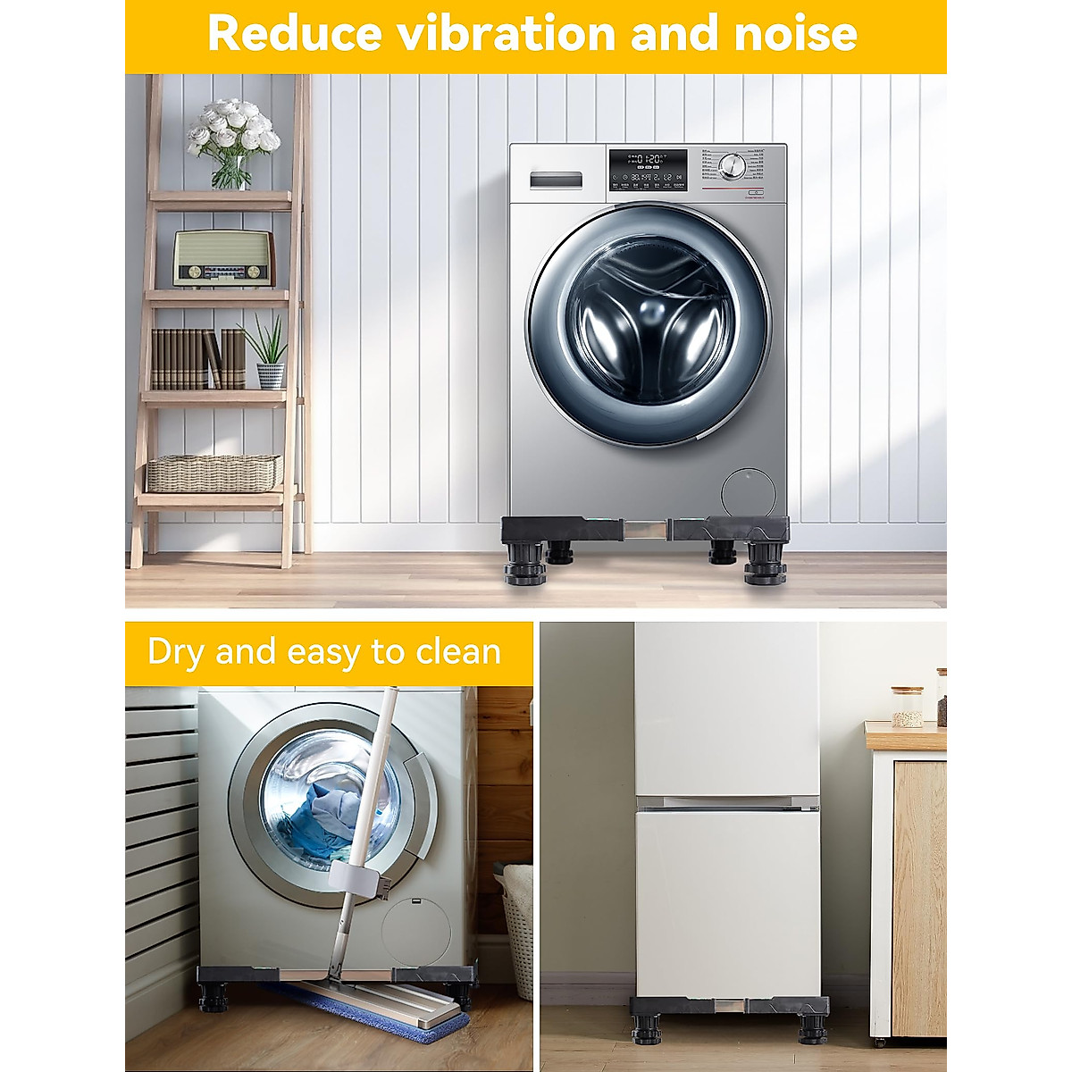 Adjustable Mini Fridge Stand, Mini Fridge Organizer Accessories Universal Stand, Mini Fridge Cabinet, Mini Fridge Stand with Storage, for Dryer, Washing Machine, Refrigerator Furniture Sliders