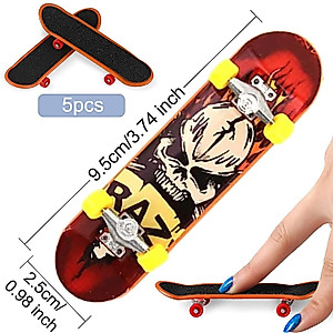 Alminionary 5pcs Finger Skateboards for Kids, Mini Skateboard Starter Kit for Finger Skater Party Supplies Props Decor Novelty Toy Gift for Kids