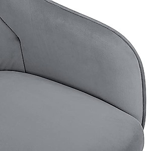 VANSPACE Velvet Desk Chair Vanity Chair for Makeup with Wheels and Back Home Office Chair Adjustable Rolling Swivel Chair for Bedroom Vanity Room Grey