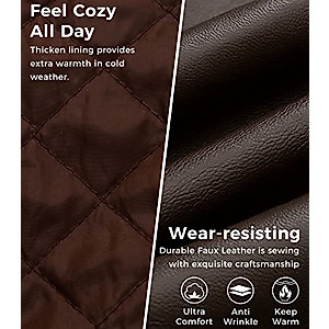 wantdo Men's Faux Leather Jacket Warm Winter Leather Coat with Removable Hood Dark Brown L
