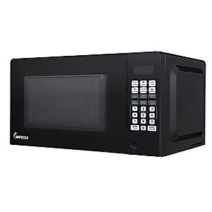 Impecca Countertop Microwave Oven w/ 10 Power Levels, Child Lock, LED Lighting, 700Watt & 0.7 Cu. Ft., Convenient Cooking Controls and Touch Pad Panel, Black Color
