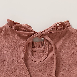 Toddler Kids Baby Girl Dress Lantern Long Sleeve Solid Color Casual Dresses Girls Fall Winter Outfit Clothes (3-4T, Deep Pink)