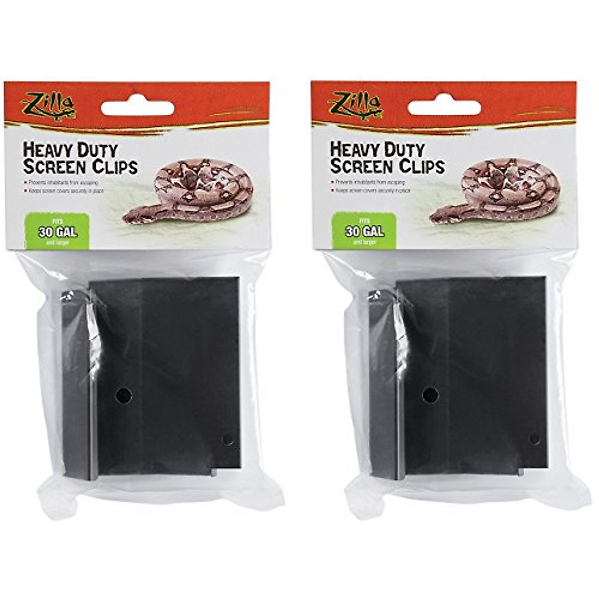 (2 Pack) Zilla Reptile Terrarium Covers Heavty Duty Screen Clips, Large 30Gallon or Larger, 2 Clips each