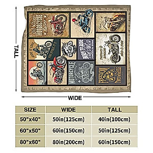 Motorcycle Gifts for Men and Women Throw Blanket for Couch Sofa Bed Plush Throw Fleece Blanket Soft Cozy Bedding for Kids and Adults Bedroom 50x40 Inch