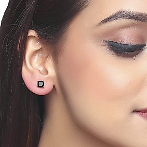 YoTreasure 1.80 Ct. Black Onyx Earrings Solid 10k Yellow Gold Stud Jewelry