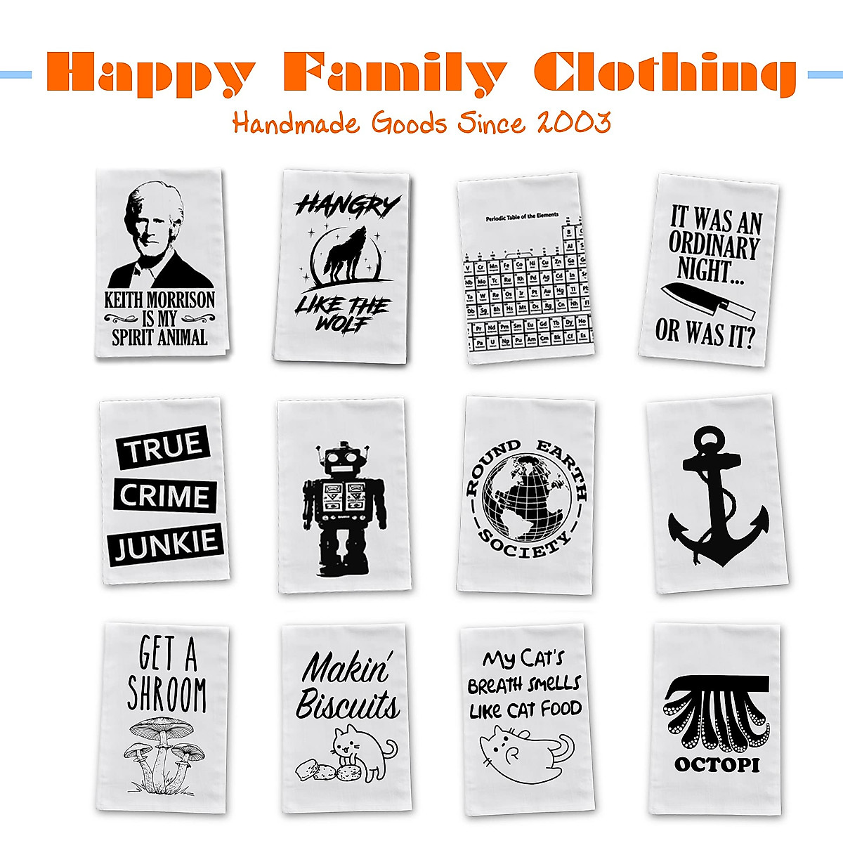 Happy Family Clothing Funny Tea Towel Club Collection Single 24" x 38" Vintage Linen Dish Towel (1, Keith Morrison)