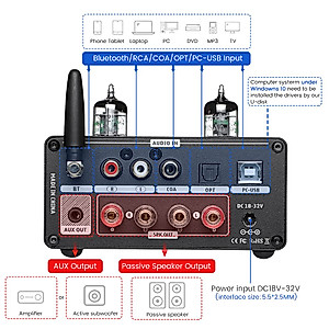 AIYIMA T9 PRO 200W Bluetooth Amplifier HiFi Digital Class D Power Amp 2.0/2.1 Channel Vacuum Tube DAC Amp with VU Meter & Bass Treble Bluetooth 5.1 Coaxial Optical PC-USB inputs