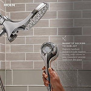 Moen Engage Magnetix Chrome 2.5 GPM Handheld/Rain Shower Head 2-in-1 Combo Featuring Magnetic Docking System, Rain Shower Head with Handheld Spray, 26009